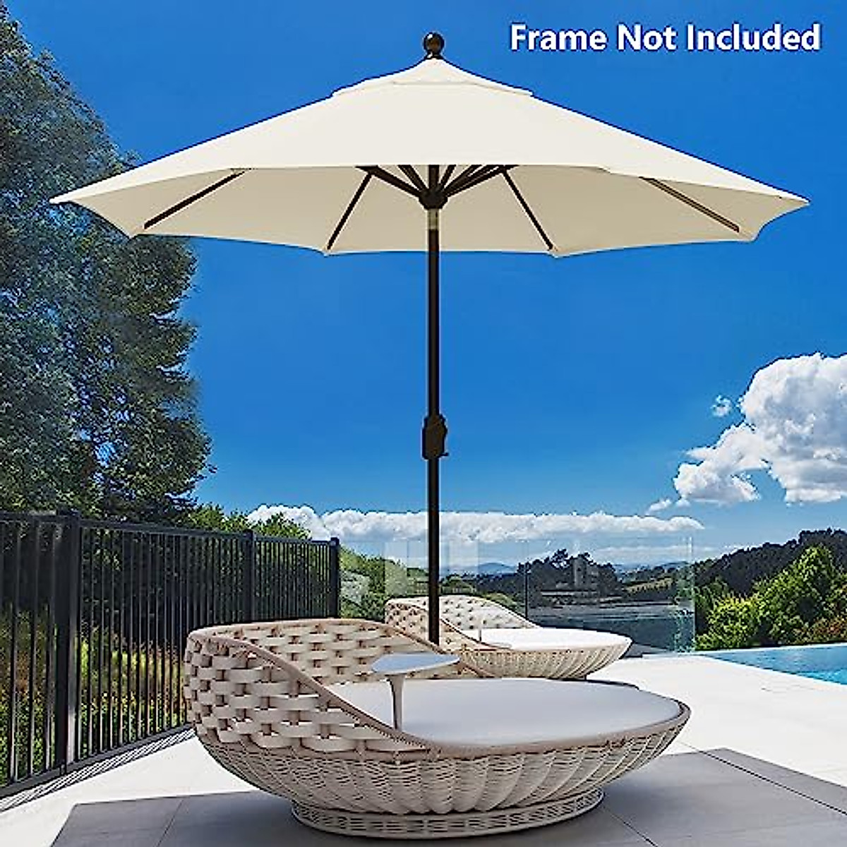 EliteShade 9ft Patio Umbrella Market Table Outdoor Deck Umbrella Replacement Canopy Cover(Canopy Only)(White-35)