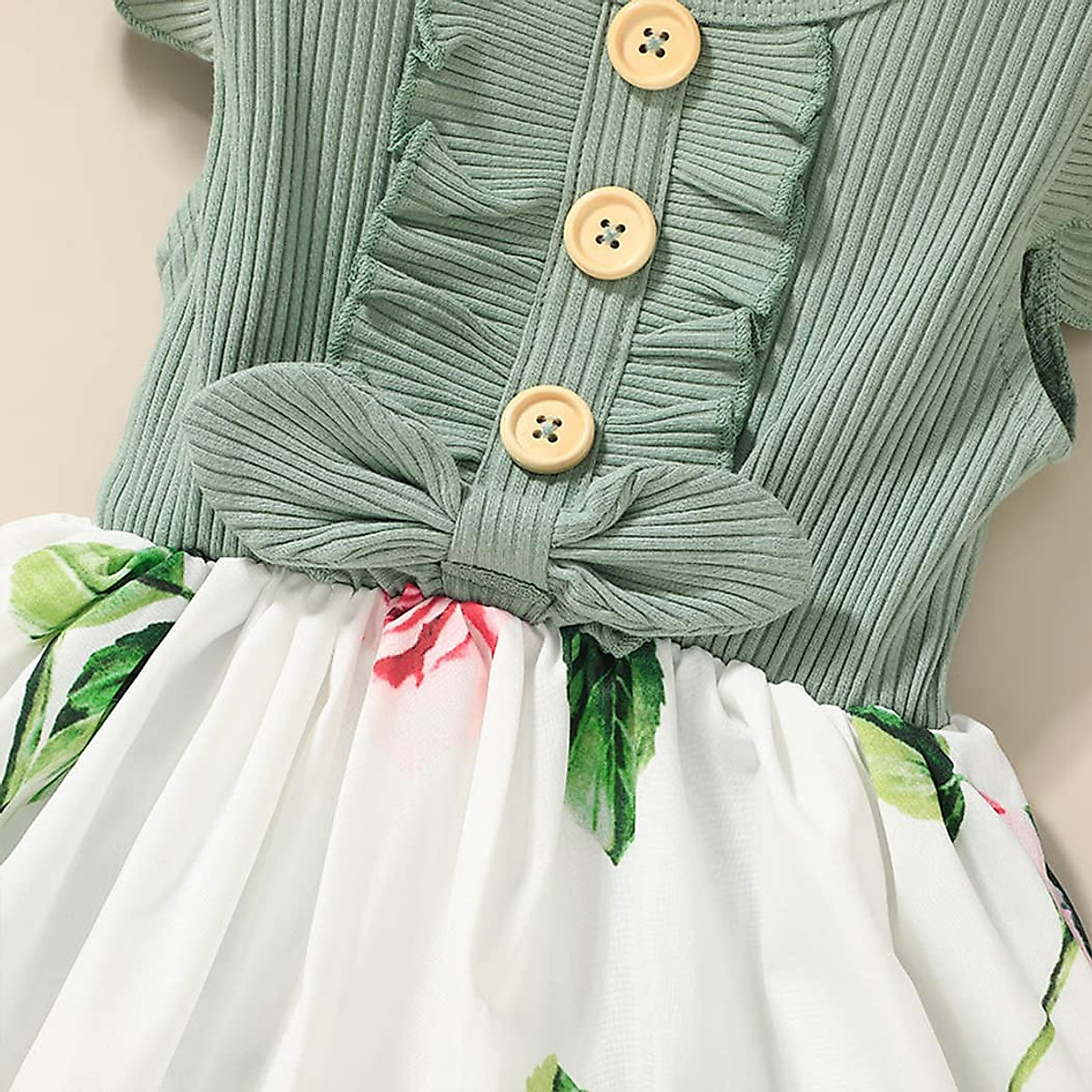 Little Girl Summer Dresses 4t Toddler Girl Casual Dresses 3t Little Girl Summer Dresses Stylish Crew Neck Dress Outfit 3T(green066, 100)