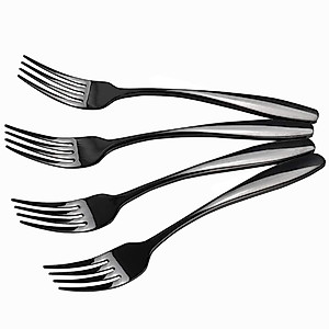 Wekioger 12 Piece Stainless Steel Table Fork Set, 8 Inch Dinner Forks, Black