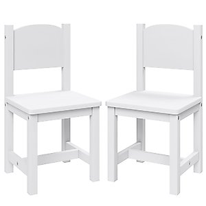 Timy Toddler Wooden Chair Pair, Kids Furniture for Eating, Reading, Playing 2 Pack (White)