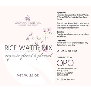 Rice Water Hair Growth Mixture - 100% Natural, Extra Strength, Herbal Mist, Spray, Conditioner for Hair, Scalp, Locs, Dreads, Dry, Oily, Brittle - Fermented, Aloe Vera, D-Panthenol, Antioxidants -
