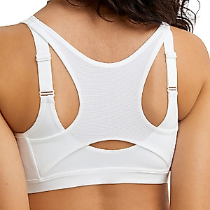 Champion womens Motion Control Zip Sports Bra, White, 34C US