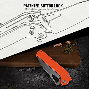 TACRAY Folding Kitchen Chef Knife, 4.4" Foldable Camping Knife with C VG10 Stainless Steel Blade, Anti-skidding and Ergonomic Designed G10 Handle for both Indoor and Outdoor Cooking