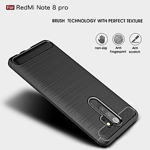 CruzerLite Case Compatible with Xiaomi Redmi Note 8 Pro Case, Carbon Fiber Texture Design & Leather Texture Back Cover Anti-Scratch Shock Absorption Case Made for Xiaomi Redmi Note 8 Pro (Black)