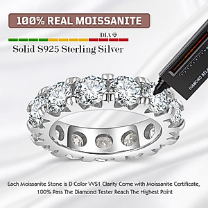 SecreTalk 6.5ct Moissanite Engagement Promise Ring for Women - Diamond Wedding Band 925 Sterling Silver D Color VVS with Certificate of Authenticity (8)