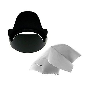 Canon Rebel T5 Pro Digital Lens Hood (Flower Design) (77mm) + Nw Direct Microfiber Cleaning Cloth.