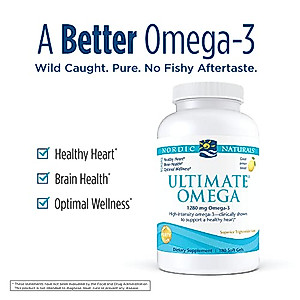 Nordic Naturals Ultimate Omega, Lemon Flavor - 180 Soft Gels - 1280 mg Omega-3 - High-Potency Omega-3 Fish Oil with EPA & DHA - Promotes Brain & Heart Health - Non-GMO - 90 Servings