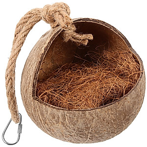 POPETPOP Coconut Shell Nest Toy Parakeet Bed Pet Bird Hanging Hut Wear-Resistant Bird Nest Bird Coconut Swing Bird Bed Bird Supply Bird Sleeping Nest Pet Parrot Sleeping Bed Long Tail House