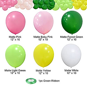 Nobledecor Pink and Green Balloons, 60pcs Pink Balloons 12 Inch Green Balloons, Green and white Balloons Latex Jungle Balloons Garland Kit for Party Birthday Decorations, Pink Green Balloon Arch