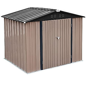 Polar Aurora 8 x 6 FT Outdoor Metal Storage Shed, Steel Garden Shed with Double Lockable Door, Tool Storage Shed for Backyard, Patio & Lawn