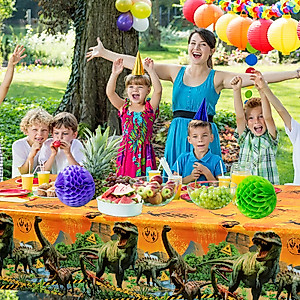 Tiamon Dinosaur Tablecloth Dinosaur Party Table Covers Dinosaur Plastic Tablecloth for Kids Adults Birthday Dinosaur Party Picnic Supplies 54 x 108 Inch (Yellow, 3 Pcs)