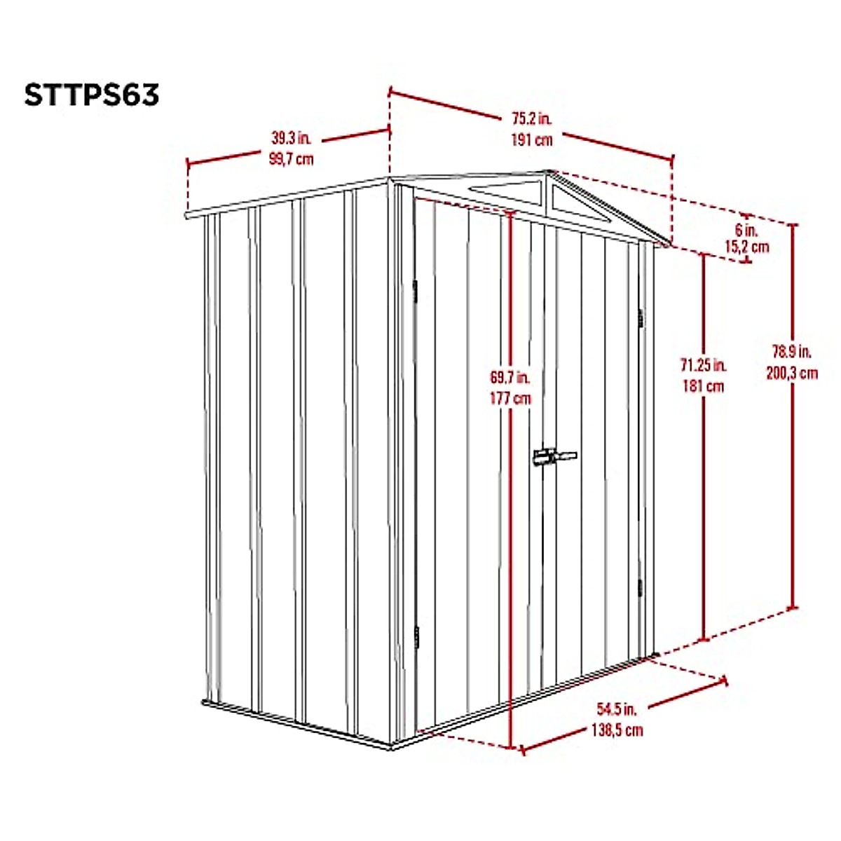 Scotts 6' x 3' x 6' Garden Storage Cabinet, Compact Outdoor Lockable Metal Shed Kit for Backyard, Patio, and Lawn