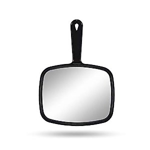 Gladmart Hand Mirror Salon Barber Hairdressing Handheld Mirror with Handle(Square Black 7.4 x 10.3 inches)