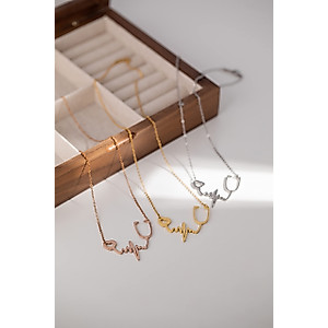MAJORWARAP Nurse Stethoscope Heartbeat Necklace for Women Heart Stethoscope Pendant Doctor Nurse Medical Graduation Jewelry Gift (Gold)