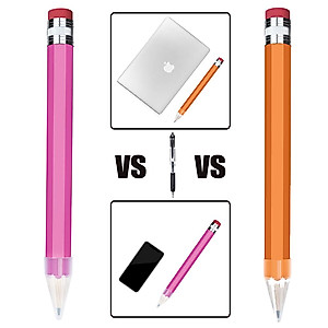 Wooden Jumbo Pencils for Prop/Gifts/Decor - 14 Inch Funny Big Novelty Pencil with Cap(Orange Red) for Schools and Homes by BUSHIBU