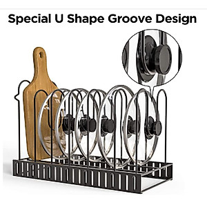 GeekDigg Pot Rack Organizer For Cabinet or Countertop, 3 DIY Methods Pot Rack, Height and Position are Adjustable 8+ Pots and Pan Lid Holder, Black Metal Kitchen Pantry Organizer Upgraded Version