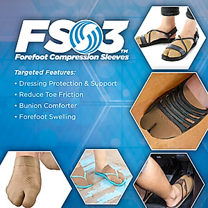 OrthoSleeve FS3 Forefoot Compression Sleeves Bunion Comforter and Split Toe Alignment Sleeve with Padded Toe Zone to Reduce Toe Friction and Reduce Forefoot Swelling…