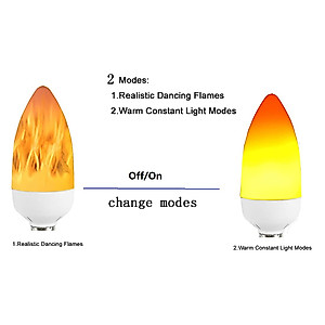 QLEE LED Flame Bulb E12 Candelabra Base 3 Watt Warm White LED Chandelier Bulbs Flameless Flickering Light for Events Festival Hotel Christmas Holiday Decoration 2 Modes (2 Pack E12)