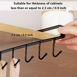2 Pack Storage Mug Hooks Rack Under Cabinet Each with 6 Hooks, Cup Holder Hanger, Wine Glasses Kitchen Utensil Hanger, Ties Belts Scarf Hanging Hook Rack, Mug Hook Hanger Under Shelf Without Drilling