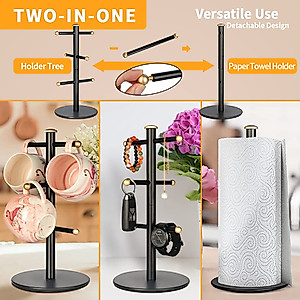 QXLU Mug Holder, Well Made Coffee Mug Tree Rack -Convenient for Organize and Display,Coffee Cup Holder Organizer for Countertop (Classic Black)