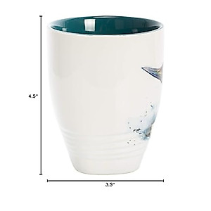 DEMDACO Loon Watercolor Black On White 16 Ounce Glossy Stoneware Mug With Handle