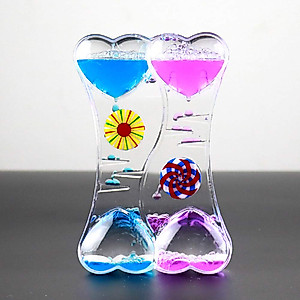 Connoworld Double Heart Liquid Motion Bubble Drip Oil Hourglass Timer Clock Kids Toy Gift Craft Decoration Ornament-Red Pink