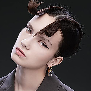 Sloong 14k Gold Plated Chunky Earring Cuban Link Chain Circle Hoop Earrings Paperclip Link Chain Jewelry Drop Dangle Earrings set for women Adult