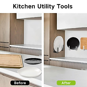 Pot Lid Rack Holder Stainless Steel Pot Lid Organizer Wall Mounted Design Pan Lid Organizer Cutting Board Holder for Place Pot Covers, Cutting Boards,Bakeware Dish Plate,Serving Trays(7.9*3.2in)