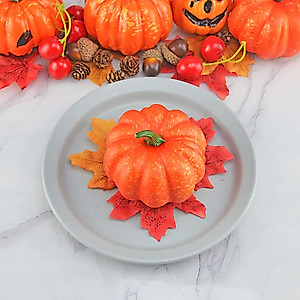 JEDFORE Fake Fruit Home House Kitchen Decoration Artificial Lifelike Simulation Mini Pumpkins Halloween Thanksgiving Day House Decoration - Set of 10 - Orange