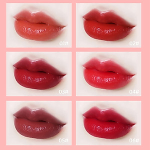 6 Colors Lip Tint Stain Set,Korean Lip Gloss Lip Tint Stain Mini Liquid Lipstick Multi-use Lip and Cheek Tint Long Lasting Non-Stick Cup Waterproof, High Pigment Vivid Color Lip Tint Makeup