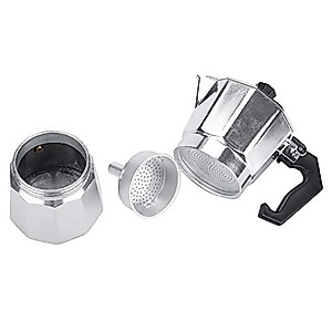 Stovetop Espresso Maker Moka Pot Italian Espresso Greca Coffee Maker 2 Cup 100ml Aluminum Stove Top Coffee Home Office Use Gift for Friends for Italian Espresso Cappuccino Latte Silver