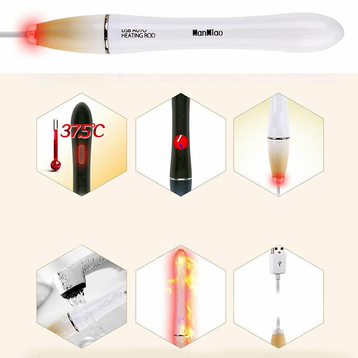 TEAMWILL USB Heating Rod Led Heater Warmer Heating Pad Stick AUTO 38℃ Control Quickly