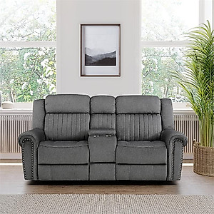 Lexicon Brennen Microfiber Power Double Reclining Loveseat in Charcoal