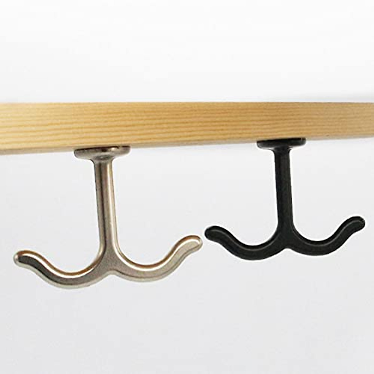 NNNJunhua Zinc Alloy Ceiling Double Hook Cabinet Wardrobe Coat Towel Hat Hook Hooks Under Cabinet Shelf 6 Pieces (Black)