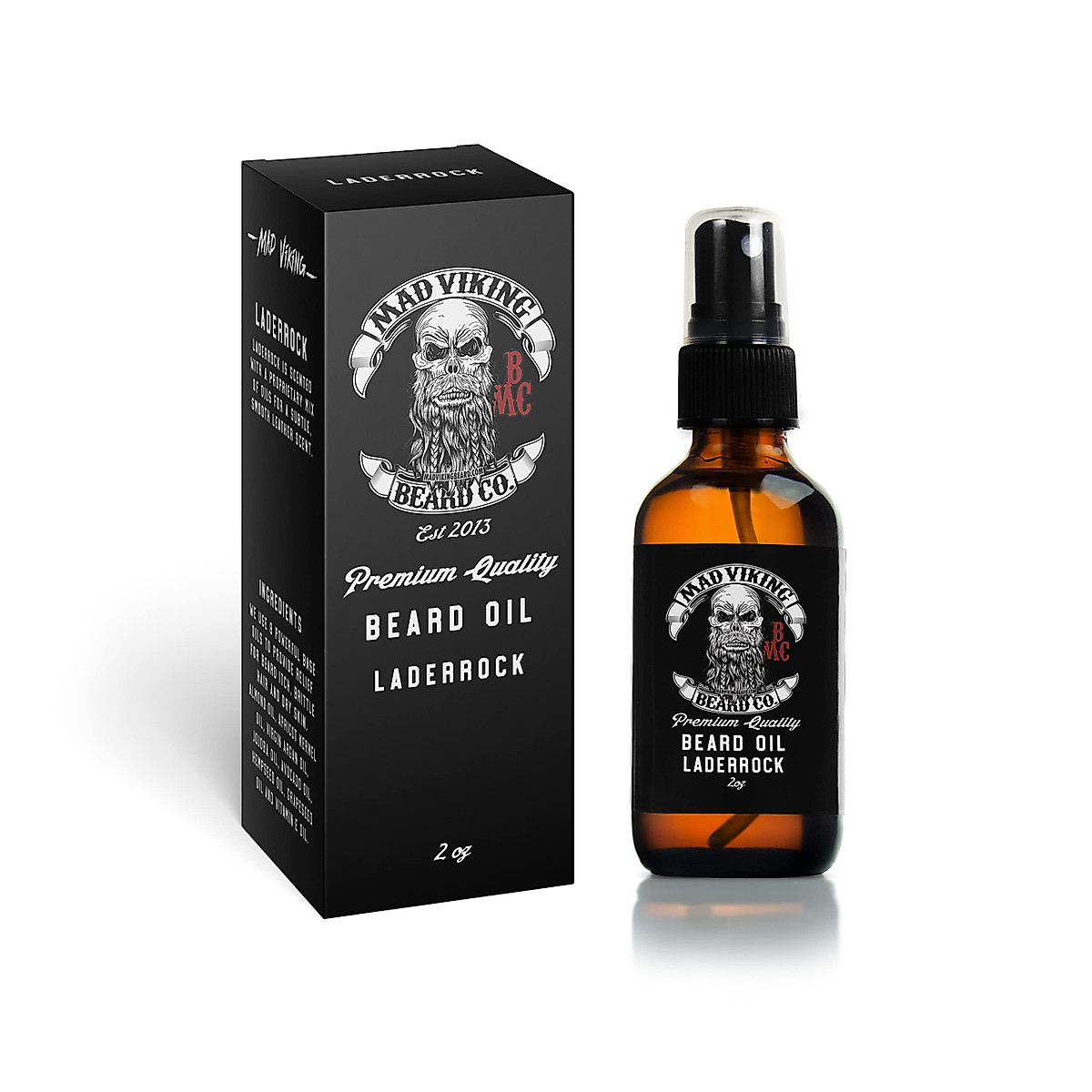 Mad Viking Beard Company Beard Oil, 2oz - Laderrock - Natural Beard Softener, Conditioner, and Skin Moisturizer to Reduce Beard Itch For Thicker Looking Beards, Made in the USA