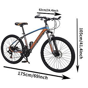 26'' Mountain Bike, 21 Speed Outdoor Snow Beach Bike, Full Suspension Adult Hybrid MTB Racing Bikes for Women Men, Comfort Complete Cruiser Bicycle, Lightweight City Commuter Road Cycling (N)