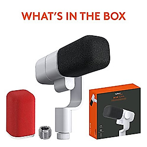 Logitech for Creators Blue Sona Active Dynamic XLR Broadcast Microphone for Streaming, Podcasting and Content Creation, ClearAmp Active Preamp, Dual-Diaphragm Capsule, Internal Shockmount - Off White