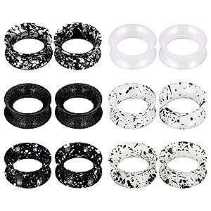 Stuppendux 6Pairs Soft Silicone Tunnels Set Ear Expander Tunnels Gauges Plugs Stretchers Double Flared Flesh Tunnels Ear Piercing Jewelry for Women Men 5/8" 16mm
