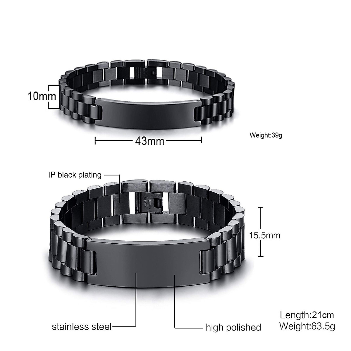 VNOX Personalized Engraved Love Quote Link Bracelet from Wife Anniversary Birthday Gifts to Lover Boyfriend Husband,Adjustable (A pair-for HIm&Her-I'll Always Be with You.)