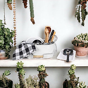 Utensil Caddy, Silverware Caddy Party, Silverware Caddy, Picnic Caddy, Flatware Caddy, Paper Plate Caddy, Galvanized Utensil Caddy, Metal Caddy, Outdoor Utensil Caddy - 13.5 Inches - Salt White/Grey