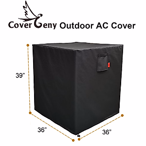 Cover Geny Winter Air Conditioner Cover for Outside Units,Outdoor AC Cover, Heavy Duty Ac Condenser Cover, Windproof Waterproof Central A/C Cover, Swamp Cooler Cover Square Black 36x36x39