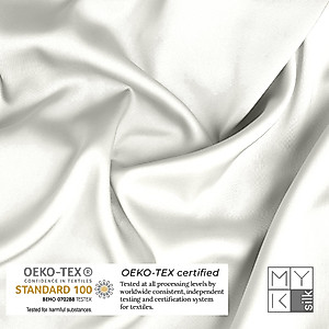 MYK 100% Natural Mulberry Silk Pillowcase, Luxurious 25 Momme for Hair and Skin Care, Oeko-TEX, Queen Size, Ivory, 1pc