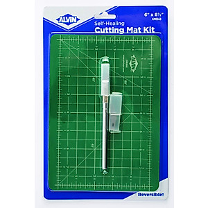 ALVIN Self-Healing Cutting Mat Kit 6"x8.5" Model GM0668 Double-Sided Mat with Art Knife, GBM Series, Gridded Rotary Cutting Board for Crafts, Sewing, Fabric - 6 inches x 8.5 inches