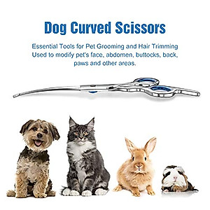 Petsvv 7.5" Curved Dog Grooming Scissors with Safety Round Tips, Light Weight Professional Pet Grooming Shears Stainless Steel for Dogs Cats Pets