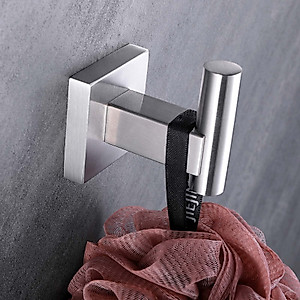 Suyar Bathroom Towel Hook Brushed Nickel, SUS304 Stainless Steel Robe Coat Holder for Shower Kitchen Closet Garage, Modern Heavy Duty Clothes Hook Wall Mounted