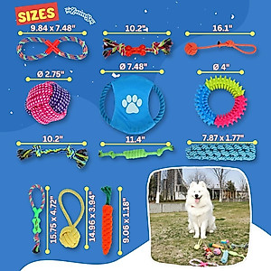 Dog Toys for Aggressive Chewers Keep Your Pet Busy Indestructible Tough Dog Toys with 12 Pieces Interactive Dog Rope Toys for Playing Teething Chew Toys for Boredom