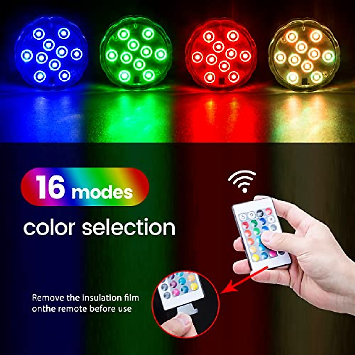 Shangyuan Boat Lights Wireless, Battery Powered Operated Marine Led Interior Light for Boat Deck Courtesy Light, for Fishing Pontoon Sailboat Kayak, Remote Control Multi Color Changing, RGB, 4PCS