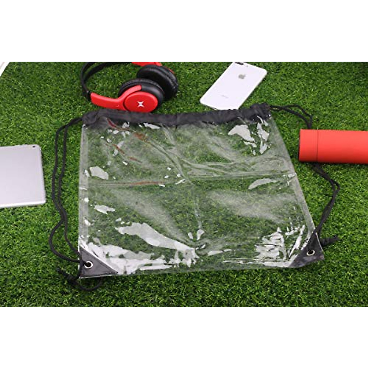 HAOGUAGUA 2 Pieces Clear Drawstring Bags, Waterproof Small Clear Bag for Stadium Colleges Sport Event Work Concert Security Approved