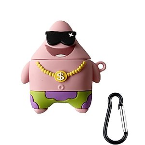Cute Case Compatible for Apple AirPods 2/1 AirPods Case Cover 3D Slim Shockproof Silicone Shell Anti-Fall Cover for AirPods Charging Cartoon Case with Carabiner (AirPods 2/1, Cute Cartoon2)