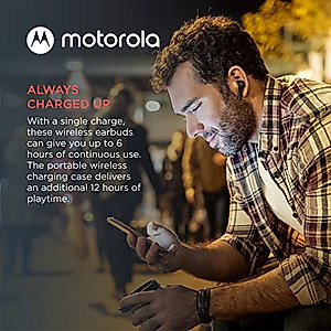 Motorola Moto Buds-S ANC - True Wireless Bluetooth Earbuds with Microphone and Active Noise Cancellation, IPX5 Water Resistant, Touch Control, Comfort Fit, Includes Micro Charging Case, Black